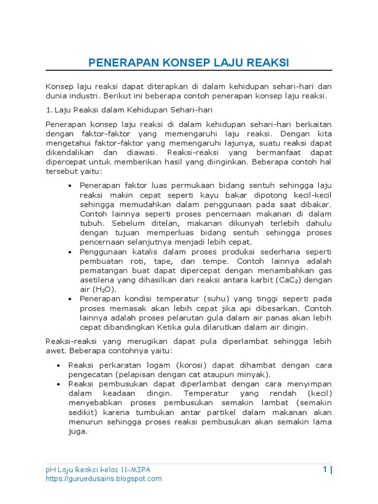 Penerapan Konsep Laju Reaksi | PDF