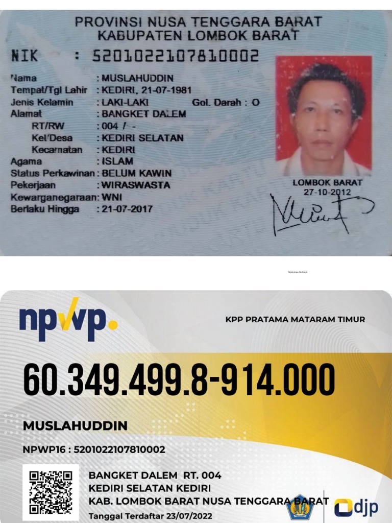 KTP NPWP Komisaris PT Mal Tahun 2022 | PDF