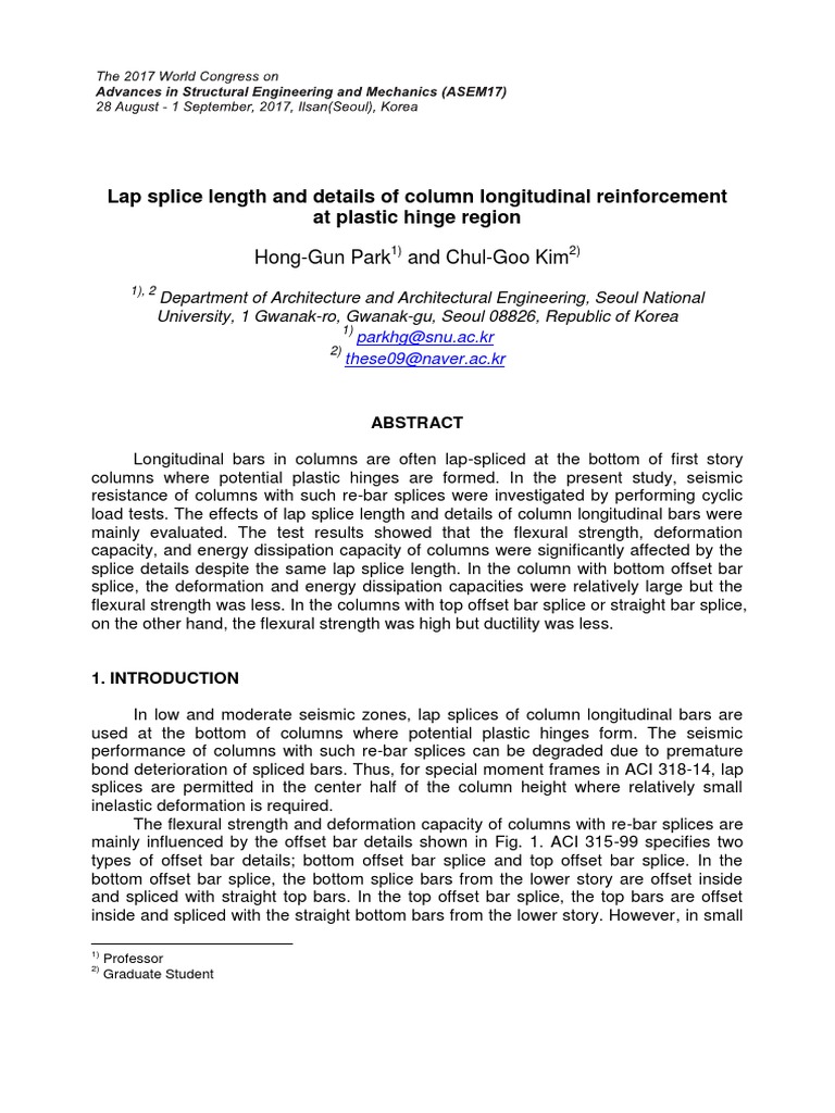 Analysis of the Effects of Lap Splice Length and Details on the Seismic ...