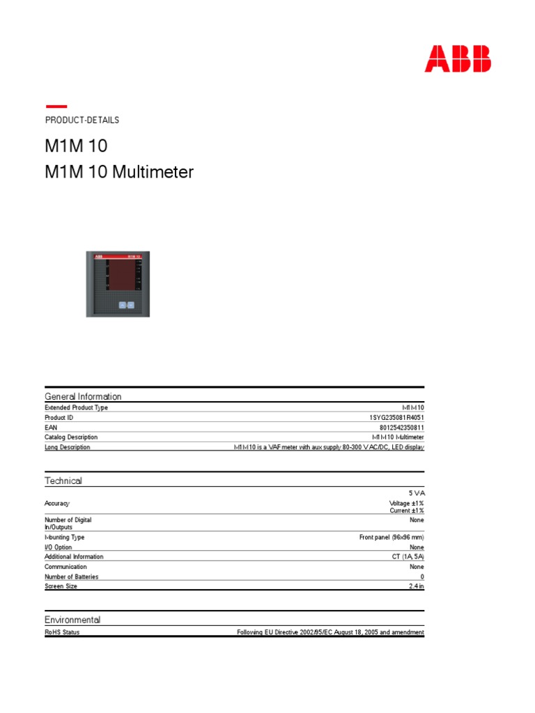 m1m-10 Digital Meter | PDF | Manufactured Goods | Electric Power