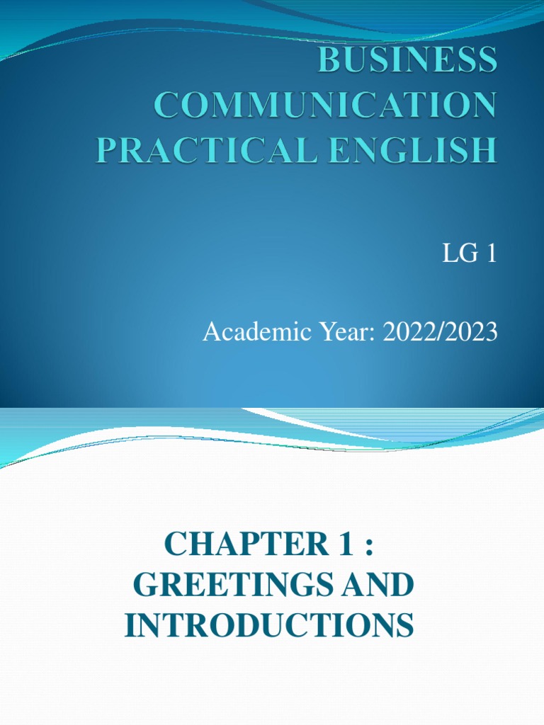 Business Com LG1 Ism Chapter 1 Greetings and Introductions Chapter 2 Small Talk | PDF
