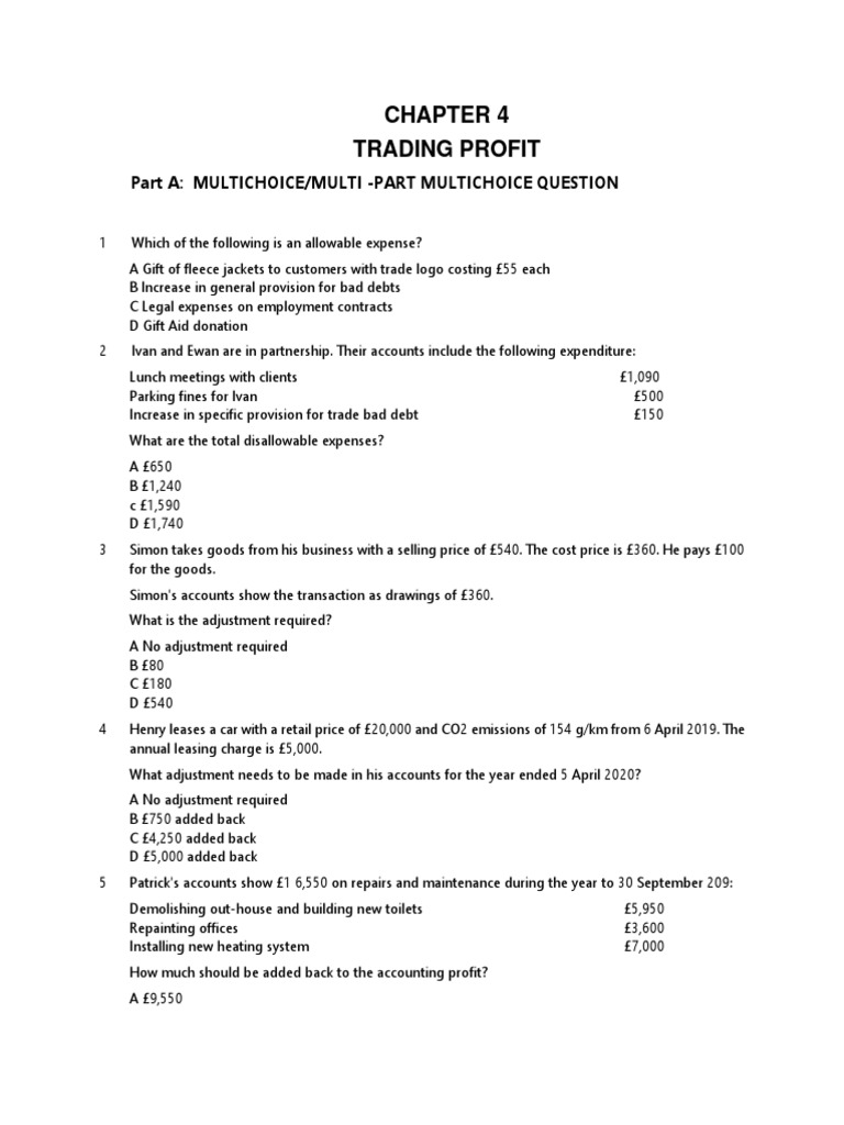 Tax Adjusted Trading Profit Adjustments | PDF