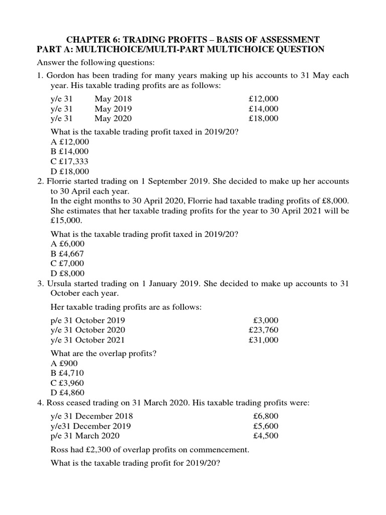 Question - Chapter 6. Basis of Assessment | PDF | Partnership | Tax ...