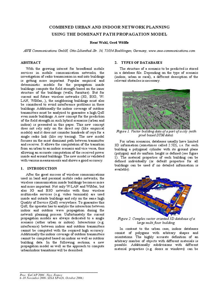 Combined Urban And Indoor Network Planning Pdf Radio Propagation Computing