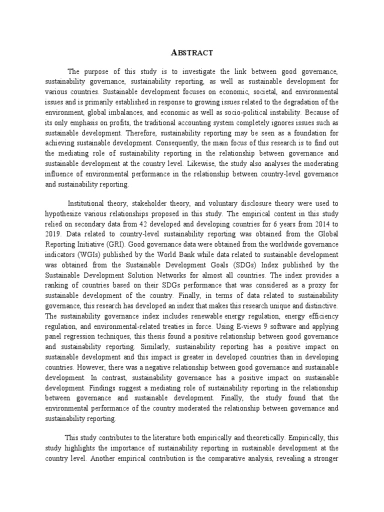 Abstract of My PHD Dissertation | PDF | Governance | Sustainability