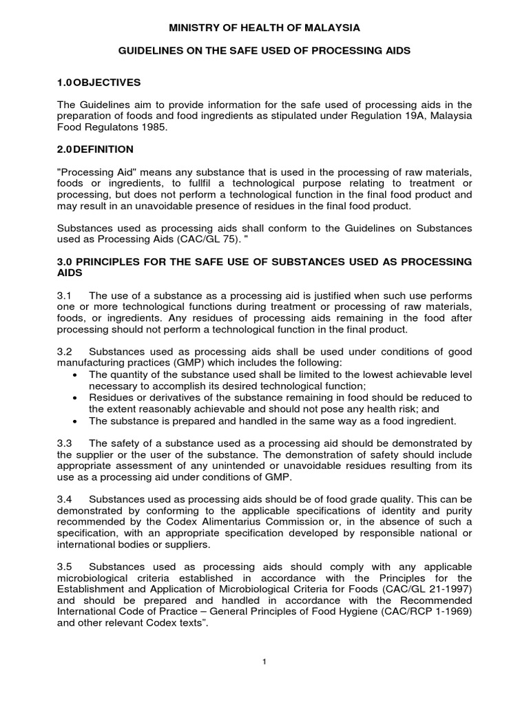 Guidelines for Food Processing Aids | PDF | Bacillus | Ethanol