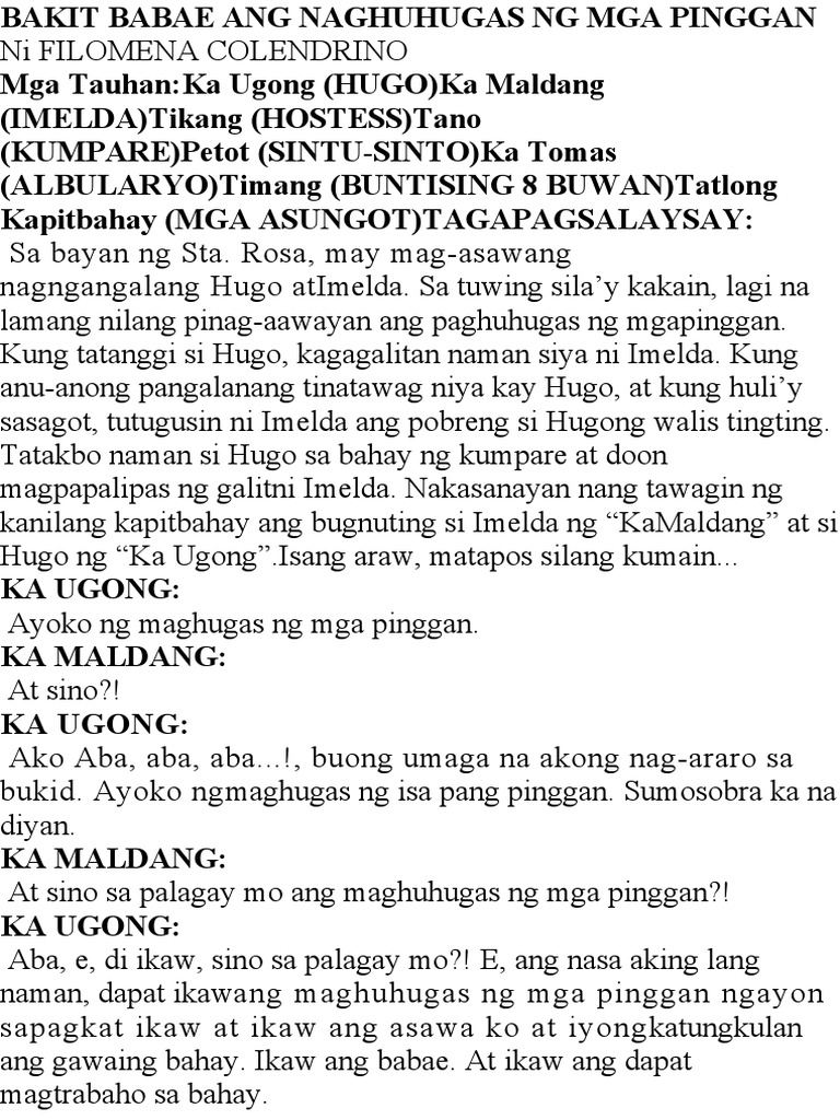 Bakit Babae Ang Naghuhugas NG Mga Pinggan | PDF
