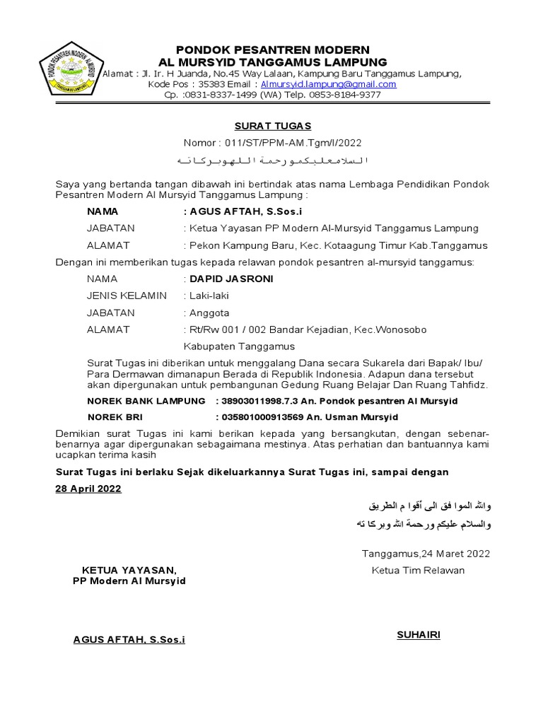 Relawan Surat Tugas Edittt | PDF