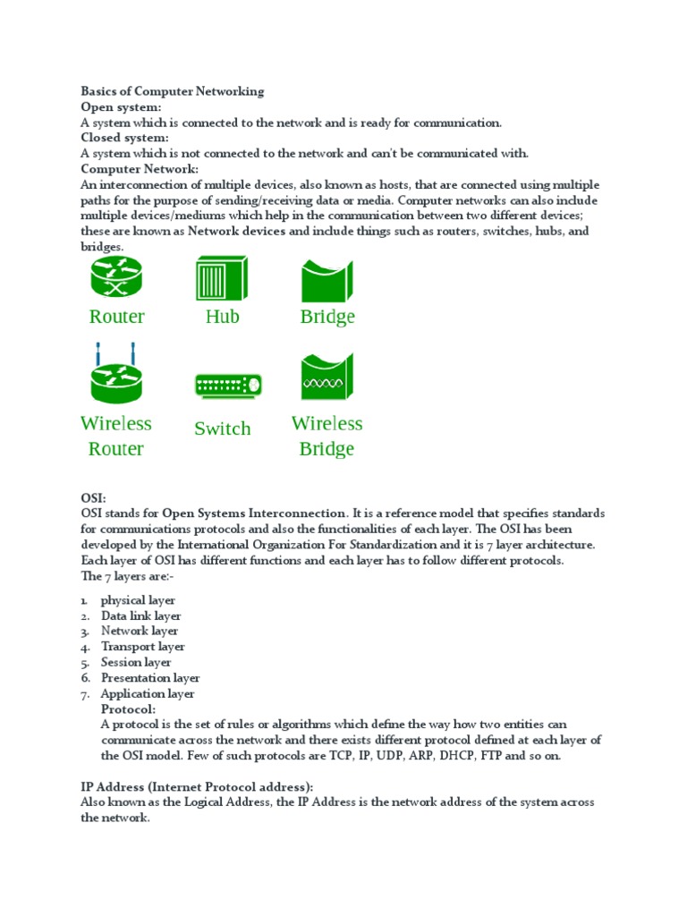 Basics Of Computer Networking Pdf Osi Model Computer Network