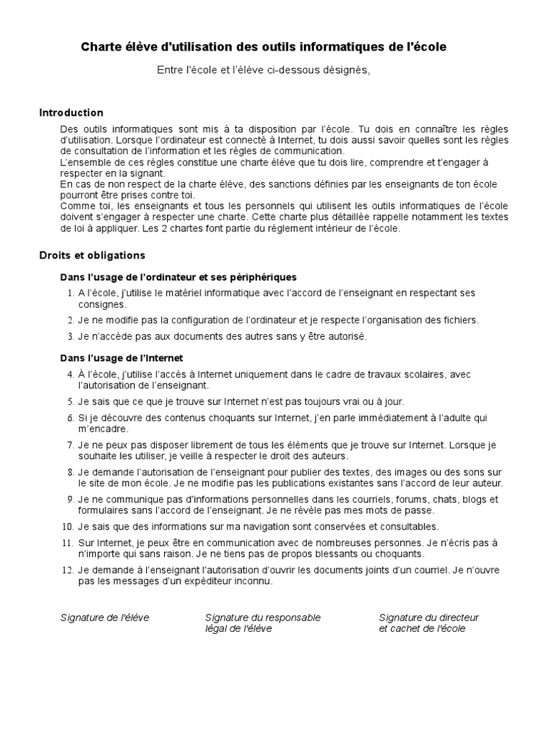 Charte Eleve mt38 | PDF | l'Internet | Cyberespace