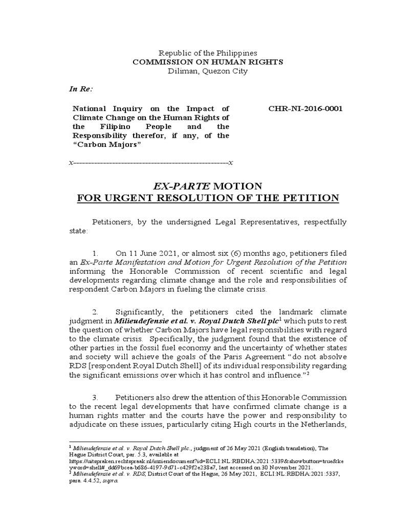 d199b93f Second Motion For Urgent Resolution - Final | PDF | Climate ...