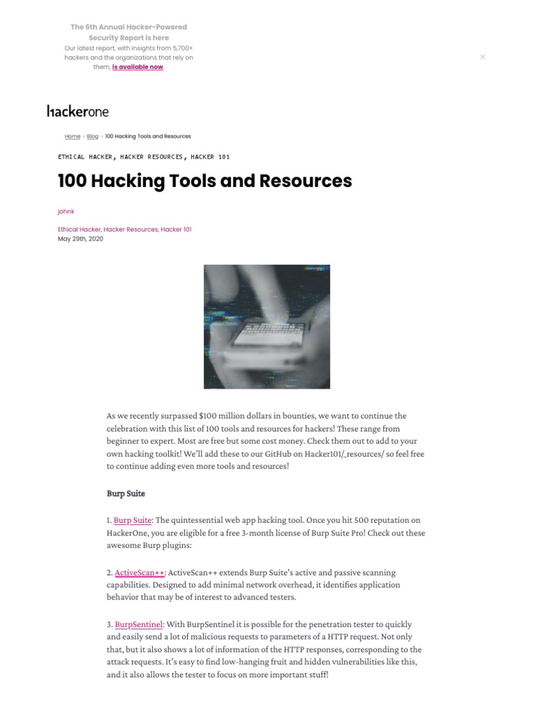 100 Hacking Tools and Resources - HackerOne | PDF | Penetration Test ...