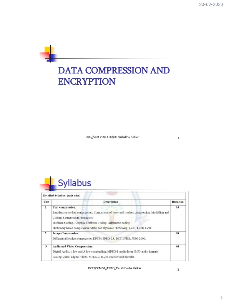 Data Compression and Encryption 1 | PDF | Data Compression | Information And Communications ...