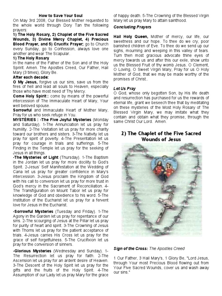 2) The Chaplet of The Five Sacred Wounds of Jesus: Concluding Prayers | PDF | Mary, Mother Of ...