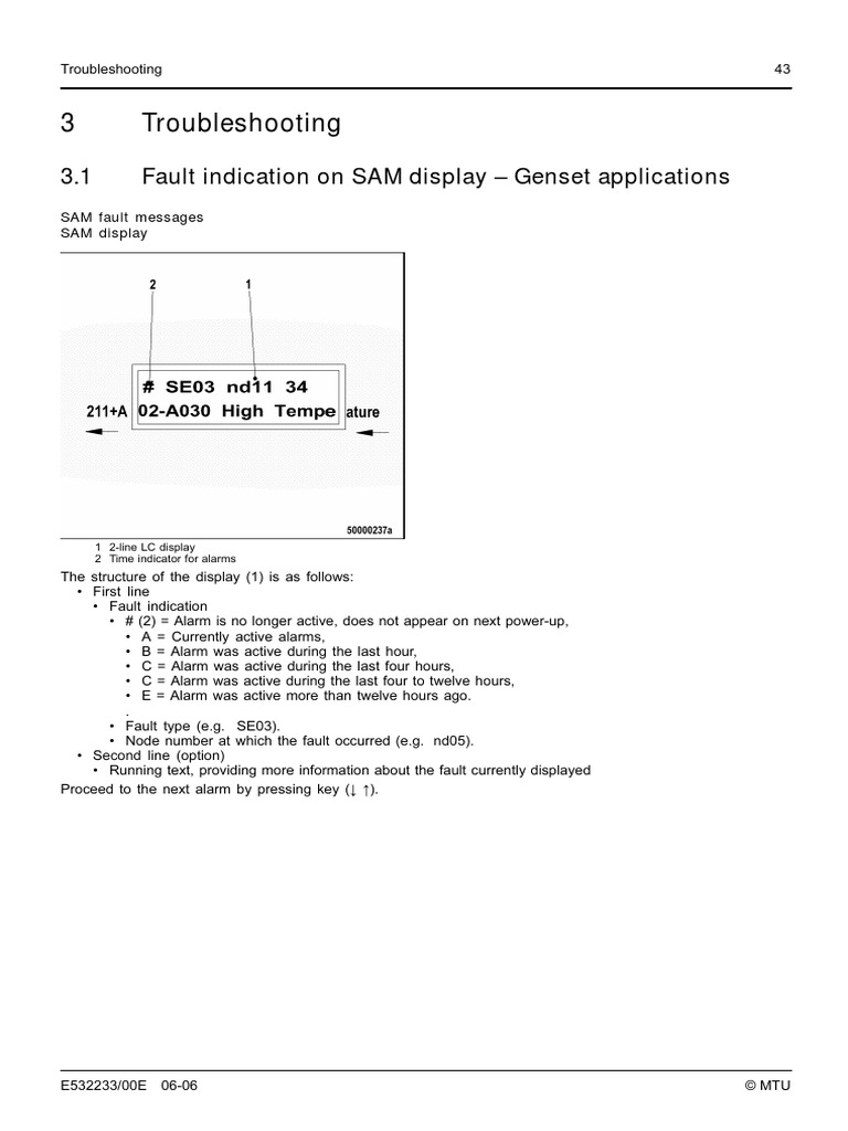 Genset SAM Display Fault Troubleshooting | PDF