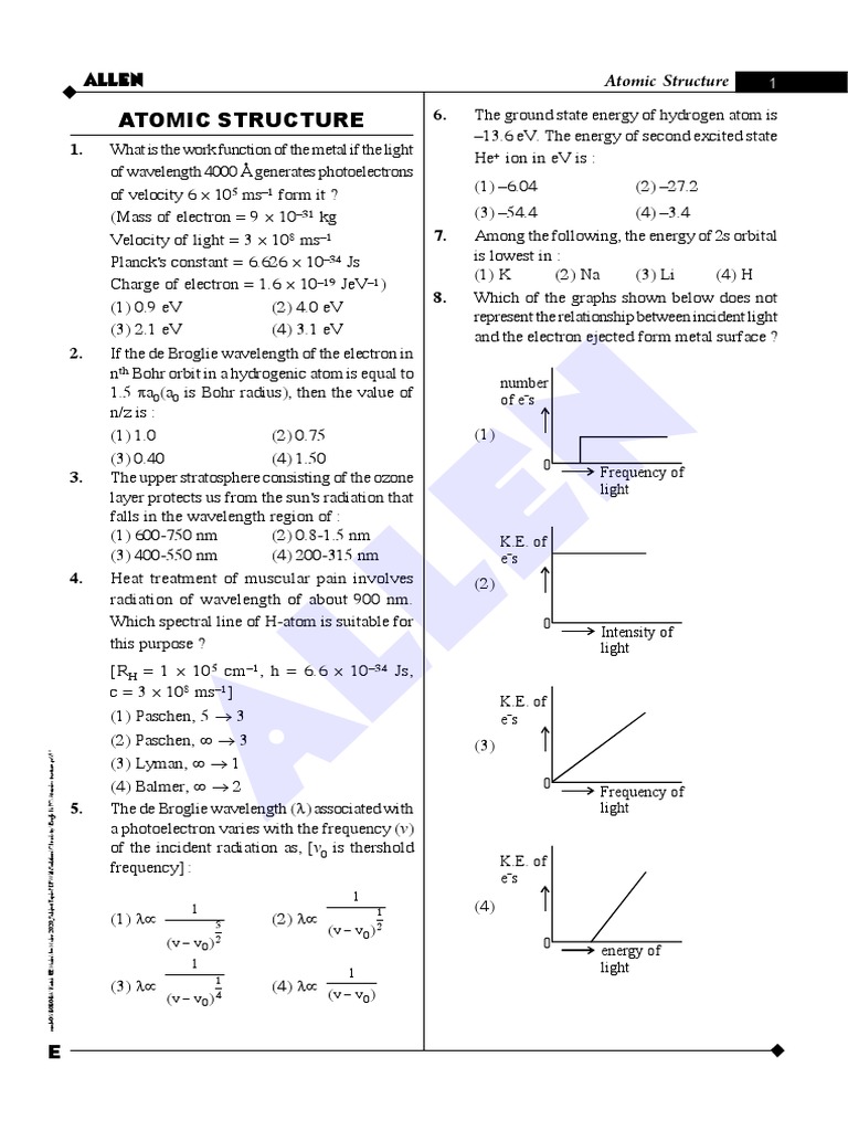 Atomic Structure Pdf Atomic Orbital Electron