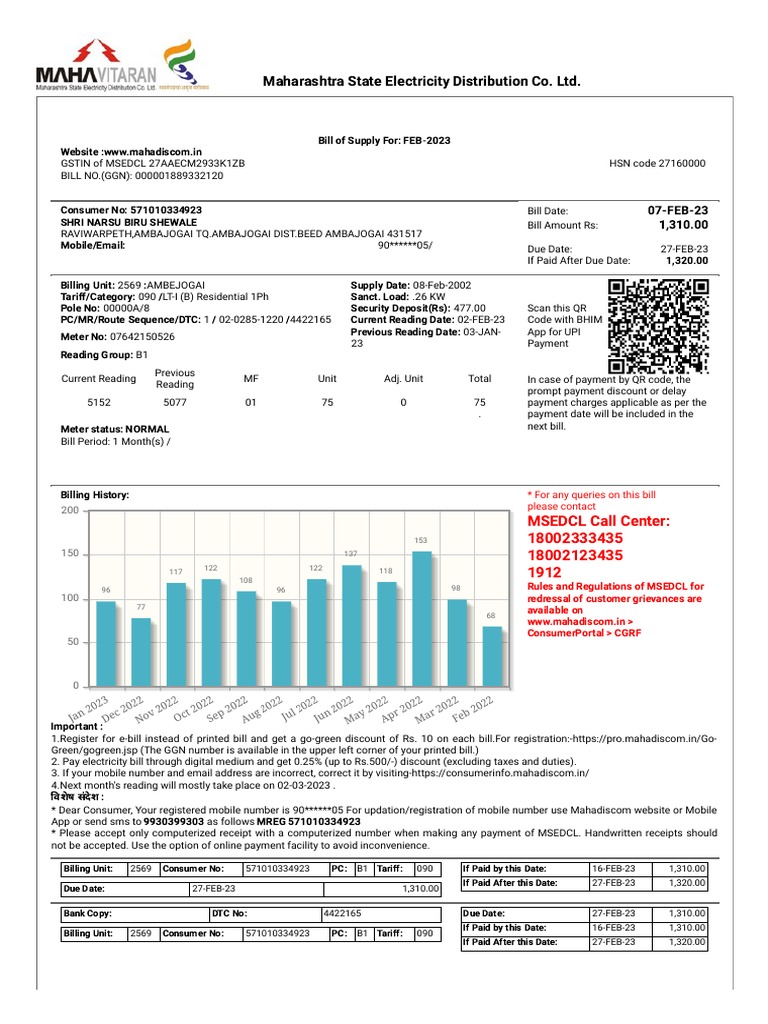 Shewale Light Bill | PDF | Receipt | Economies