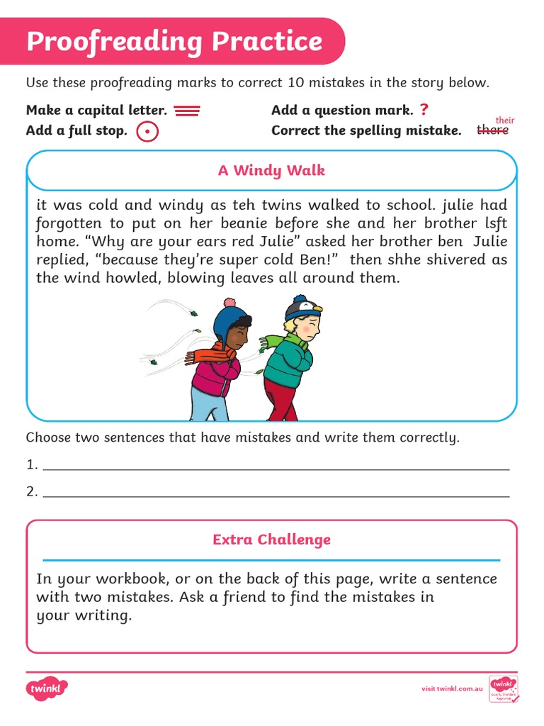 Proofreading Practice: A Windy Walk | PDF