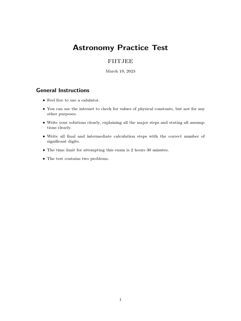 Astronomy Practice Test | PDF | Teaching Methods & Materials | Science ...