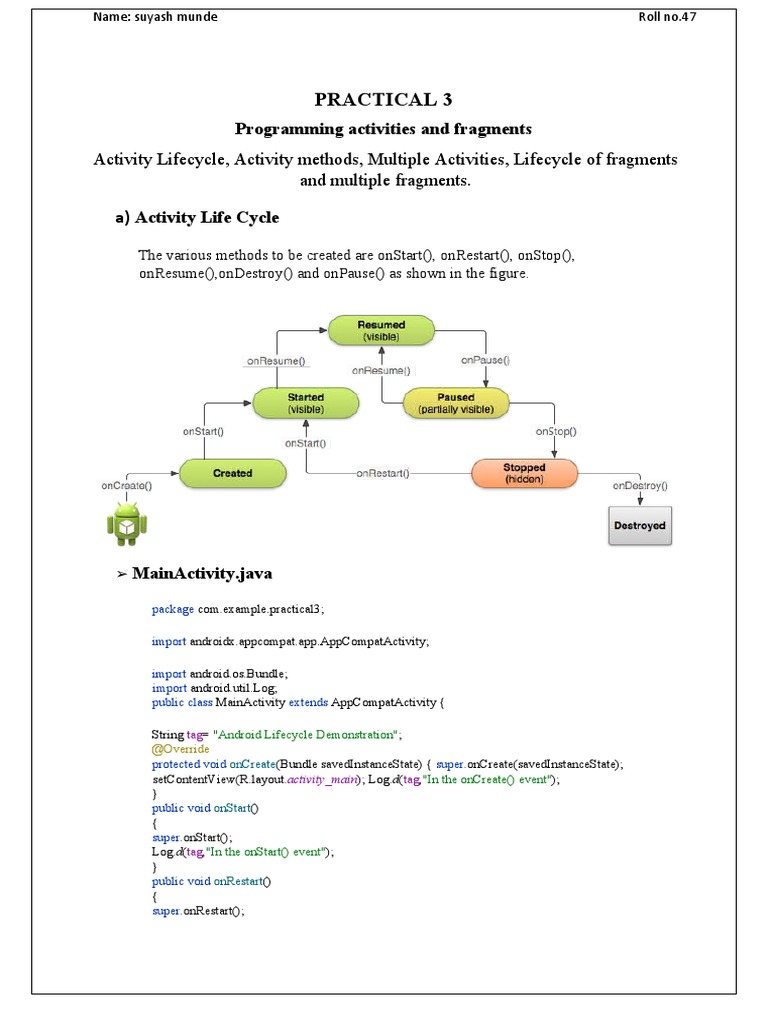 Practical 3 Pdf Parameter Computer Programming Android Operating System