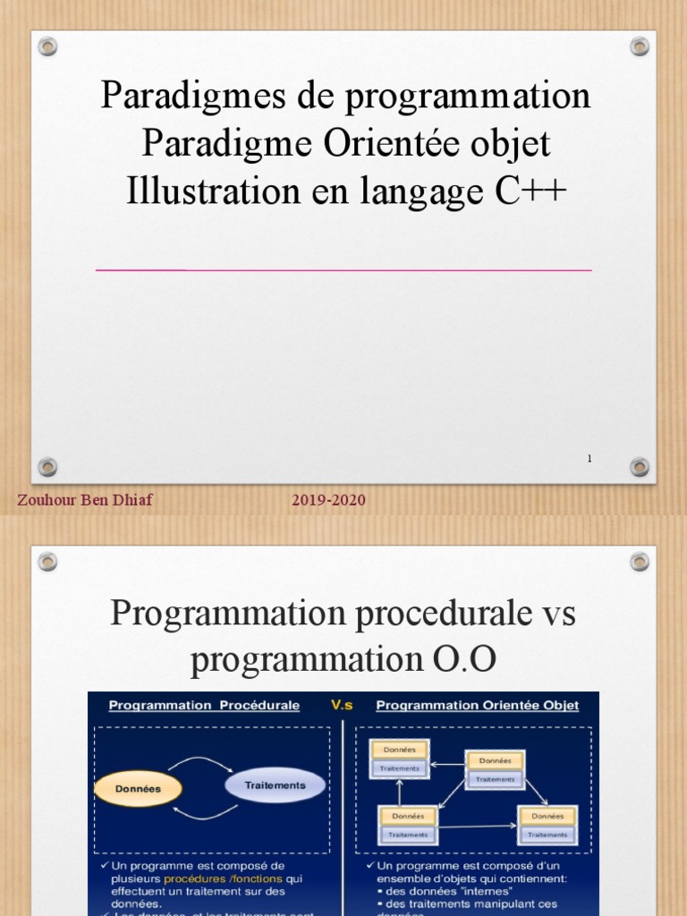 Paradigmes de Programmation Paradigme Orientée Objet Illustration en ...