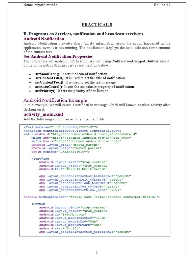 Practical 8 B | PDF | Android (Operating System) | Mobile App