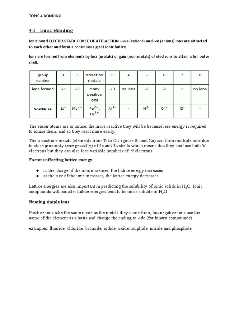 Revision Chem Bonding Notes | PDF | Chemical Polarity | Chemical Bond