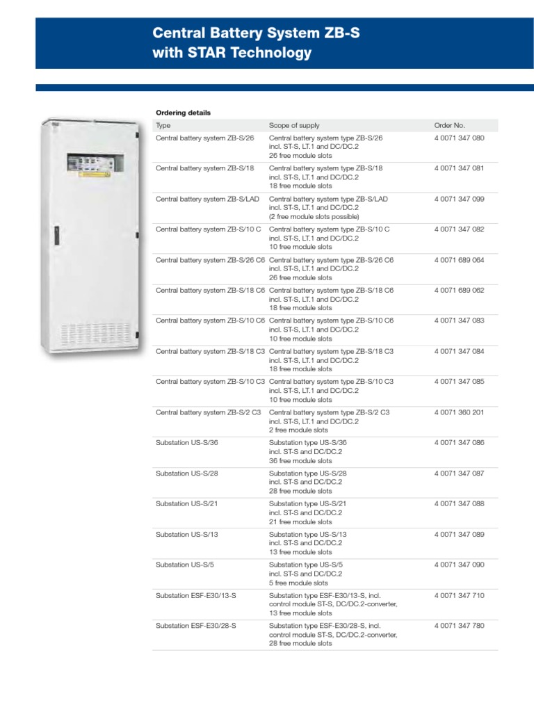 Central Battery System ZB-S With STAR Technology | PDF | Direct Current ...