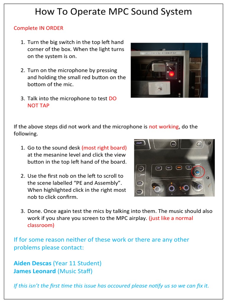 How To Operate SOUND SYSTEM SHEET | PDF