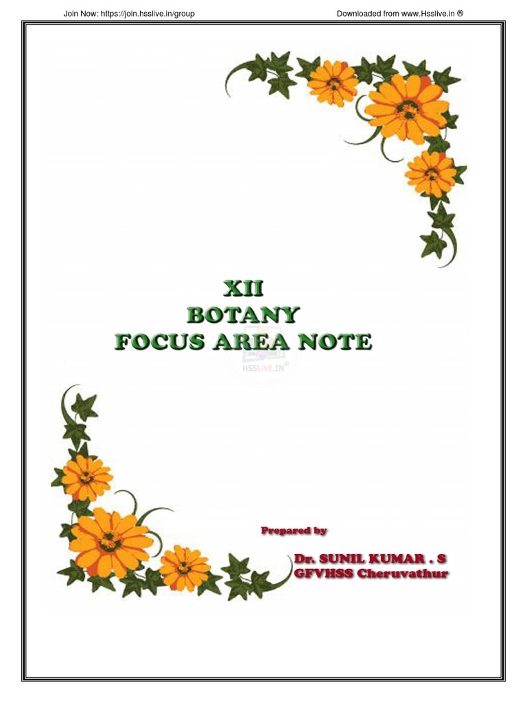 Hsslive-xii-BOTANY FOCUS AREA NOTE 2023-By-Sunil | PDF