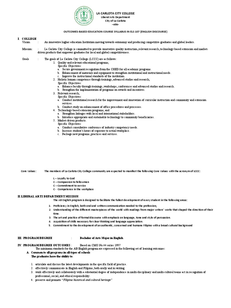 Els 107-Syllabus | PDF | Educational Assessment | Learning