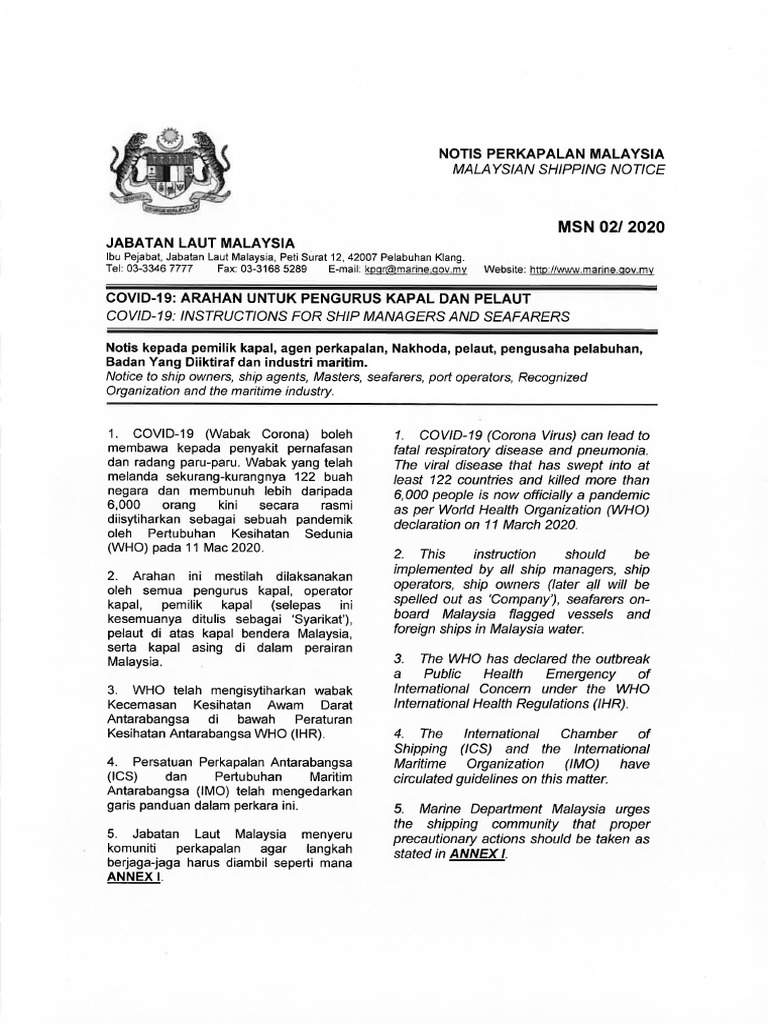 Malaysian Shipping Notice PDF | PDF