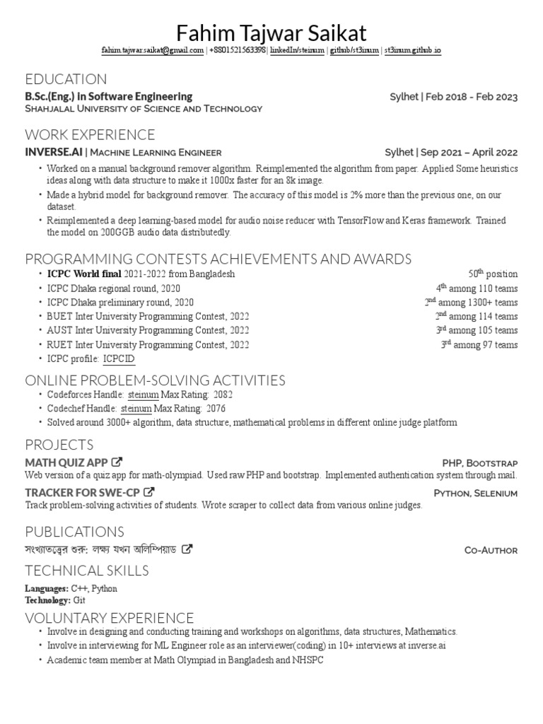 Fahim Tajwar Saikat: Education | PDF