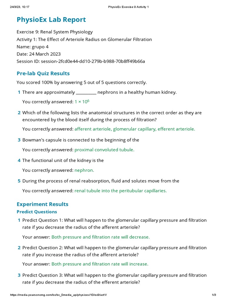 Physioex Exercise 9 Activity 1 Pdf Kidney Clinical Medicine