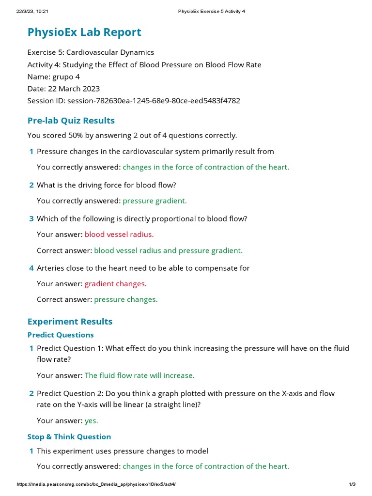 PhysioEx Exercise 5 Activity 4 | Download Free PDF | Hemodynamics | Blood