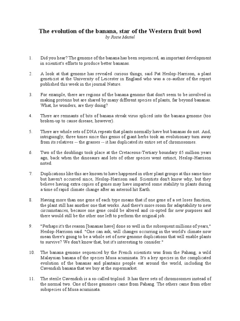 Reading Toefl Practice 1 - Example | PDF | Banana | Hybrid (Biology)