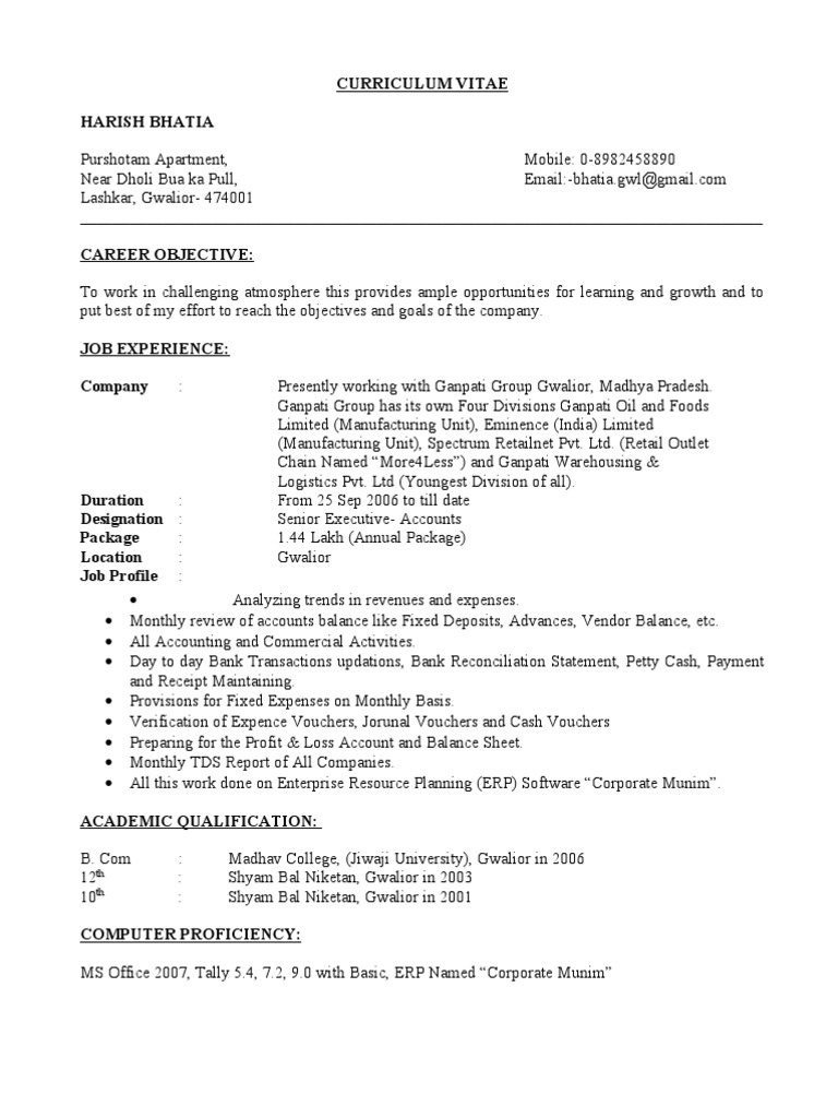 Harish Bhatia CV | PDF