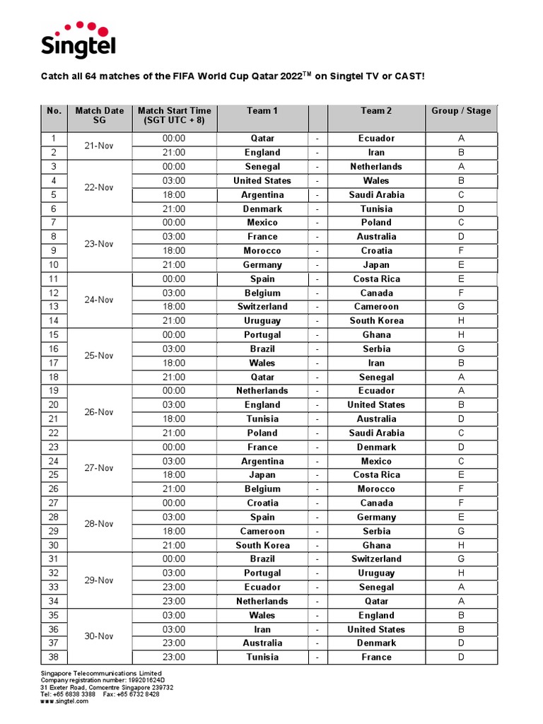 FIFA World Cup Qatar 2022-Match Schedule | PDF | Association Football ...