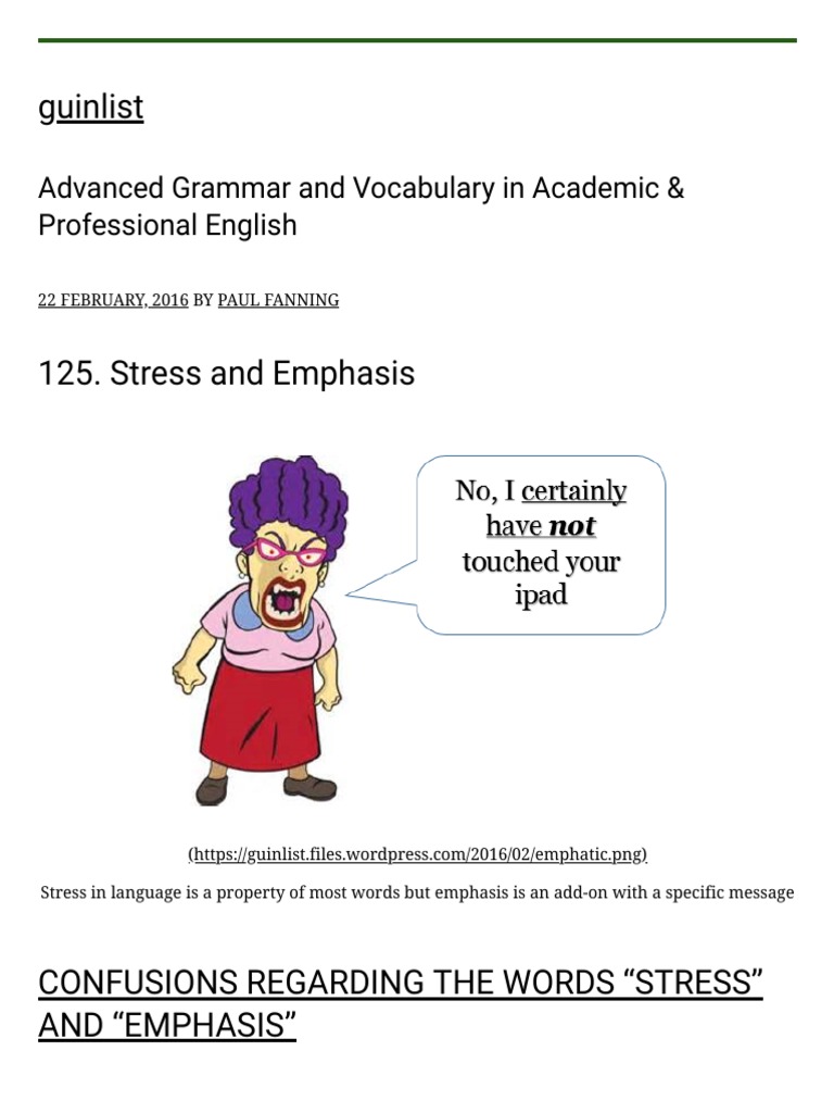 Stress and Emphasis - Guinlist | PDF | Stress (Linguistics) | English ...