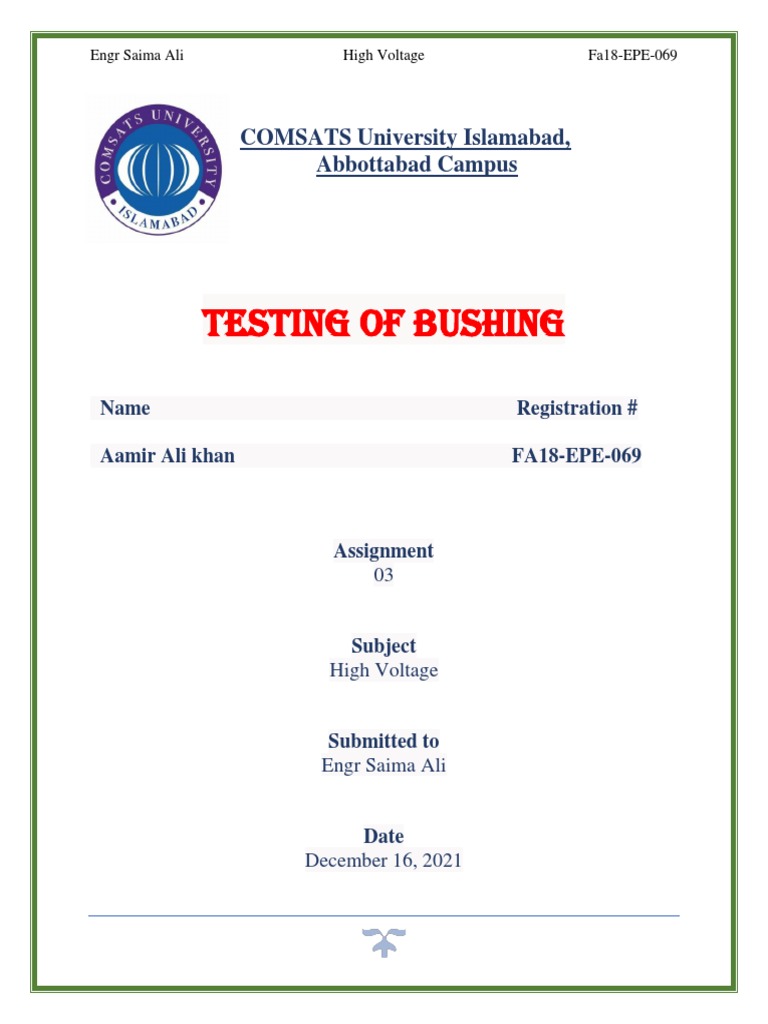 Testing of Bushing | PDF | Insulator (Electricity) | Transformer