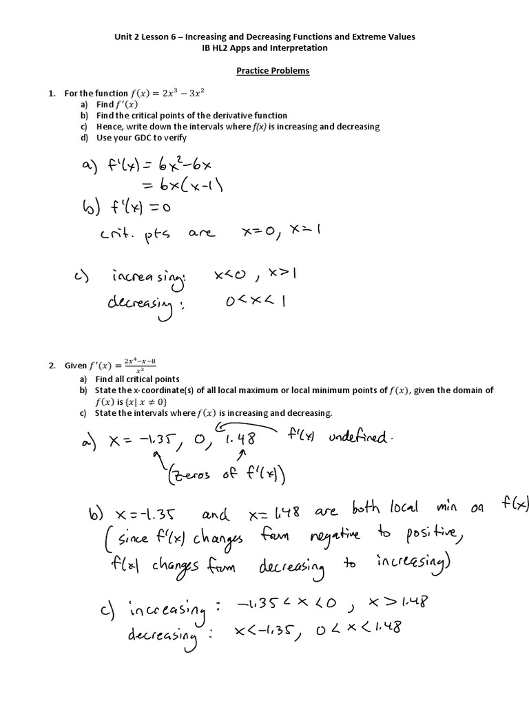 Unit 2 Lesson 6 Practice Problems Solutions | PDF | Maxima And Minima | Mathematical Logic