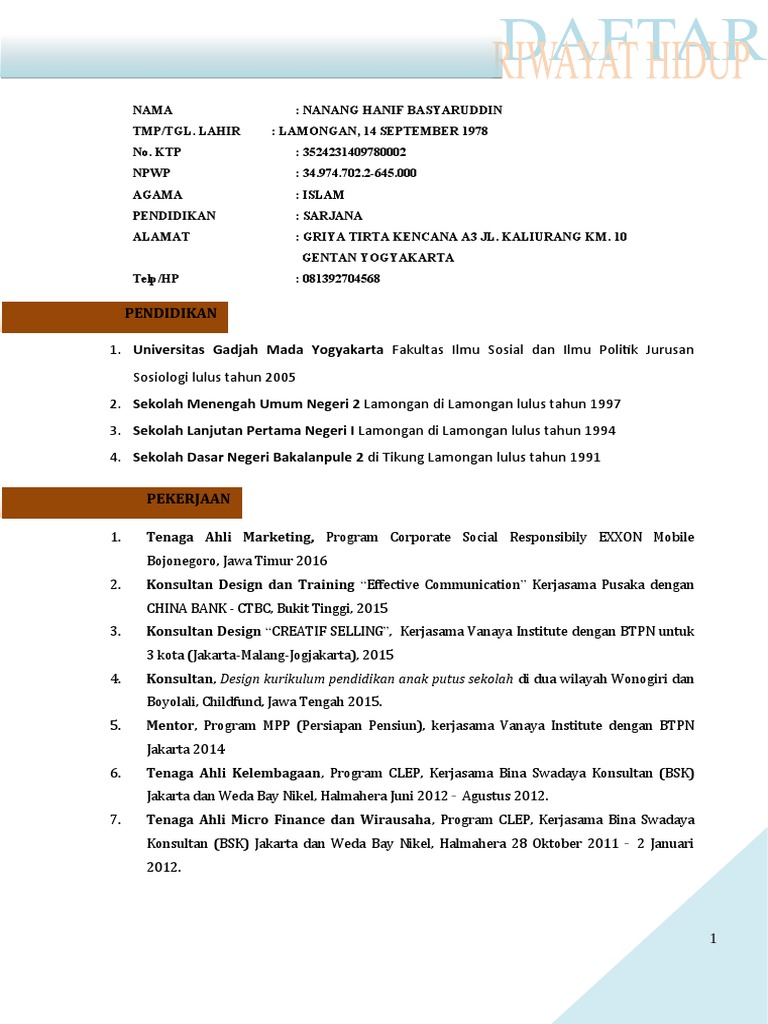 CV.Hanif(1) | PDF