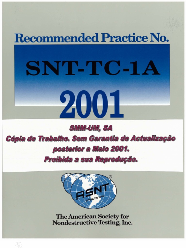 Asnt - SNT TC 1a - Nondestructive Operators Qualifications | PDF