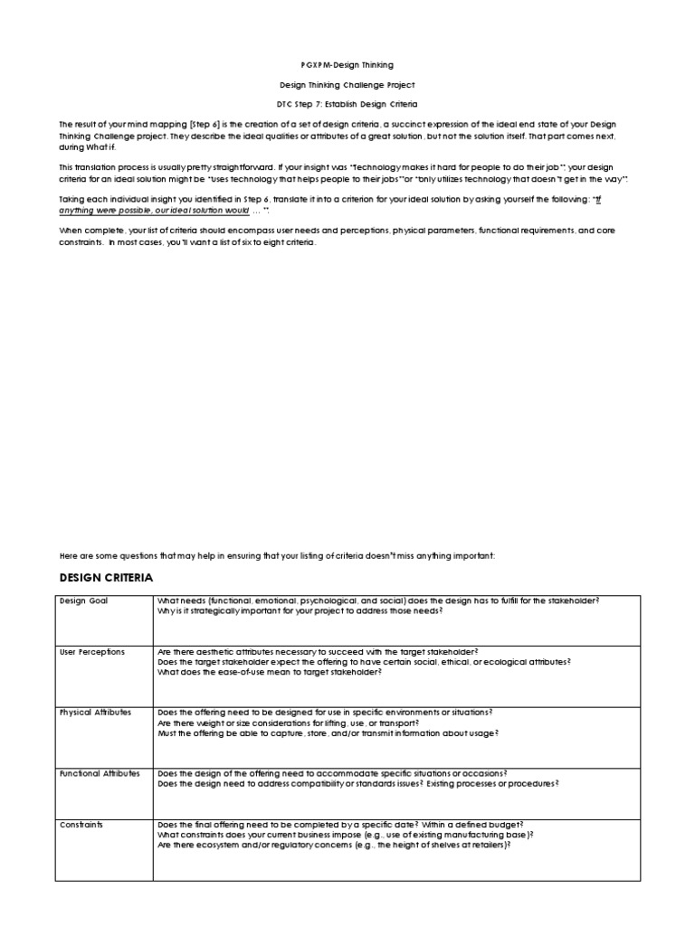 Establishing Design Criteria in DTC | PDF | Design | Thought