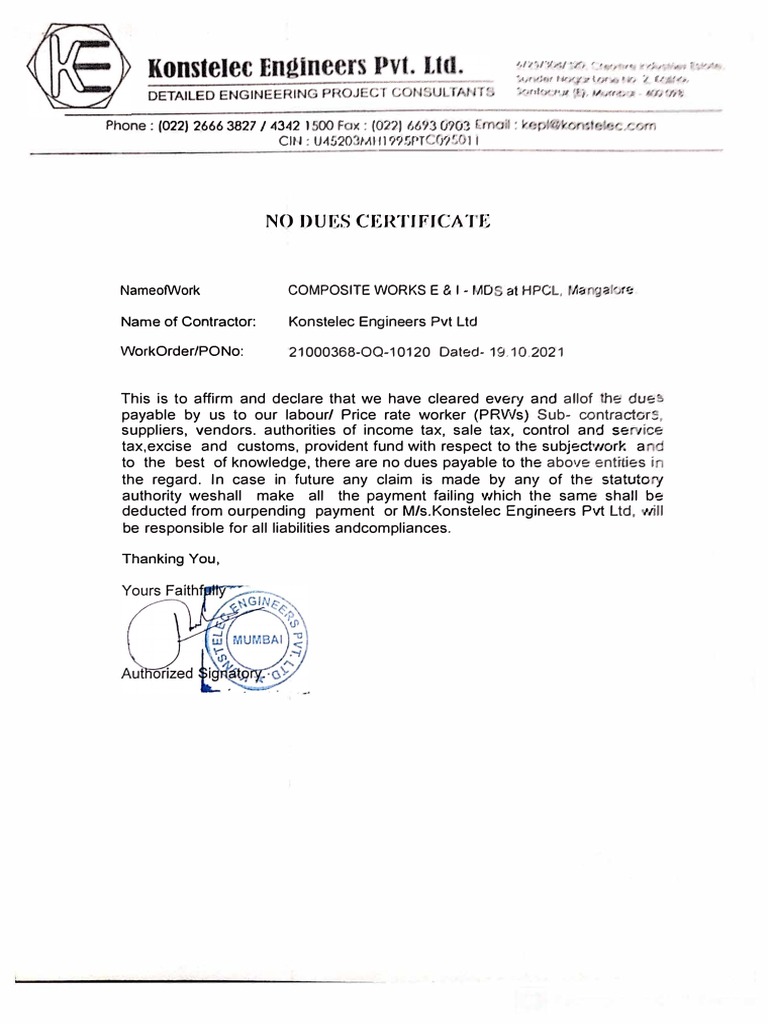 No Dues Certificate - 230320 - 214619 | PDF