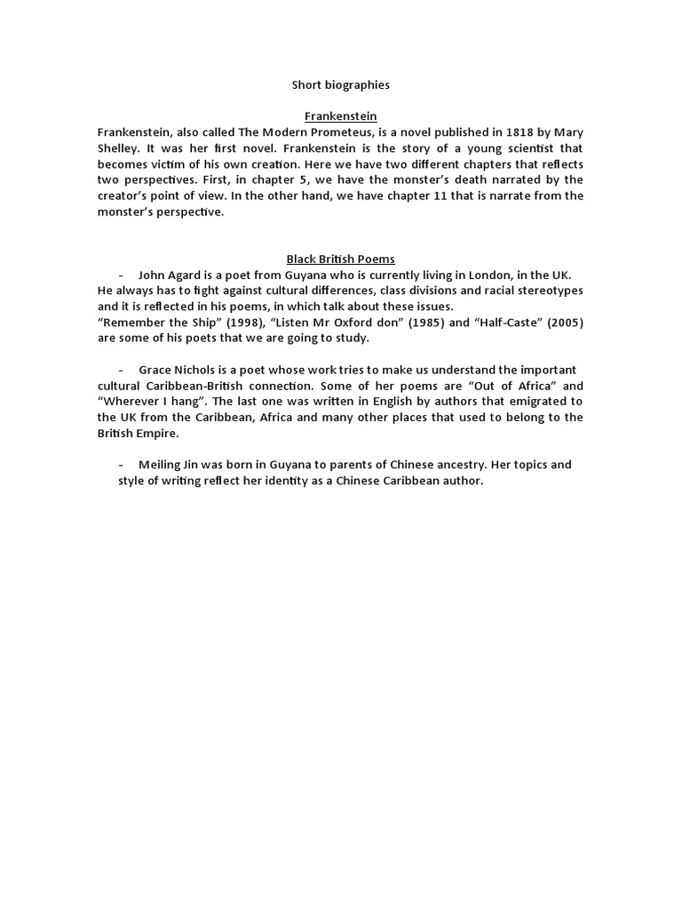 Short Biographies Pdf