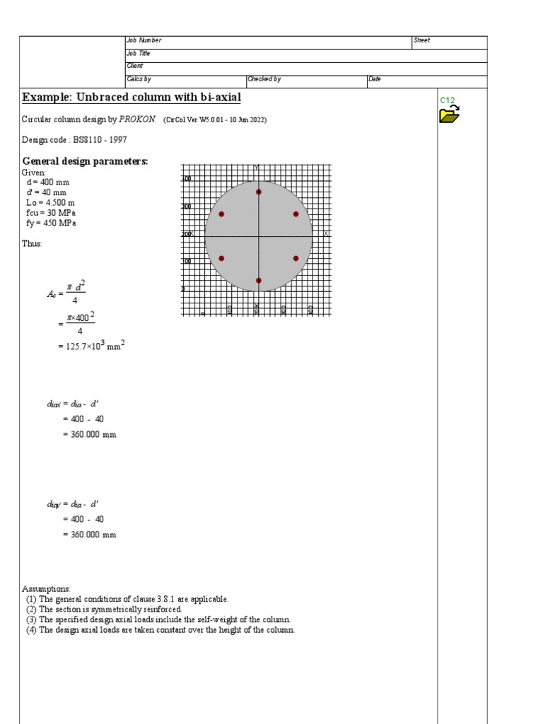 Example: Unbraced Column With Bi-Axial: General Design Parameters | PDF ...