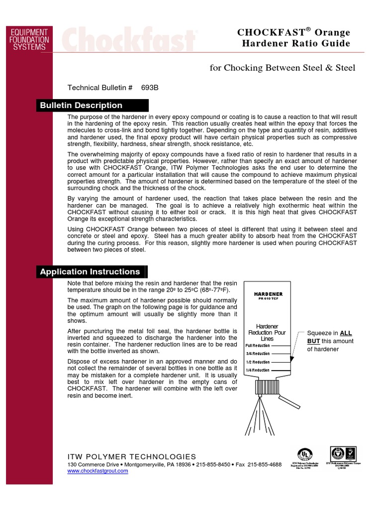 693b Chockfast Orange Hardener Ratio Guide For Chocking Between Steel ...