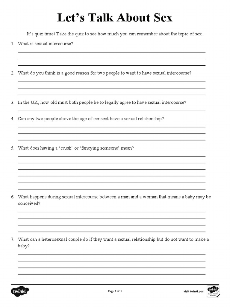 Lets Talk About Sex Activity Sheet Pdf Sexual Intercourse Safe Sex