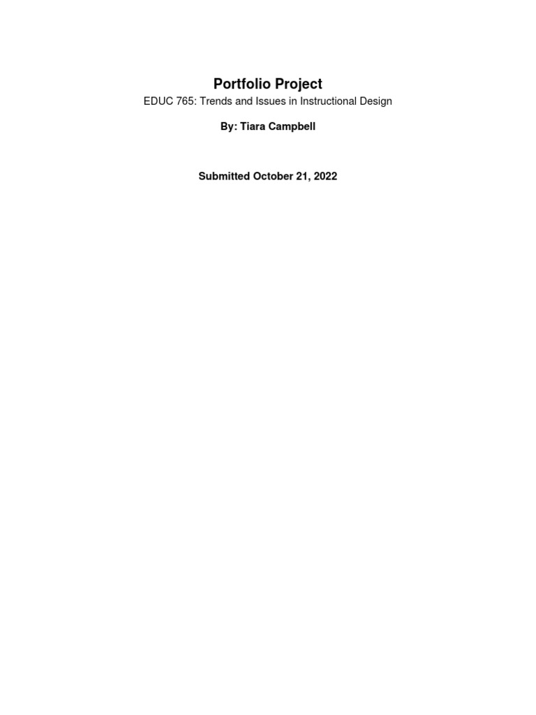 Portfolio Project: EDUC 765: Trends and Issues in Instructional Design | PDF | Learning ...